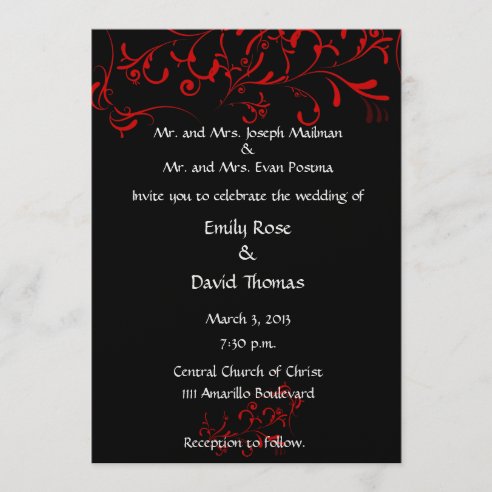 Black White Red Wedding Invitations & Announcements | Zazzle CA