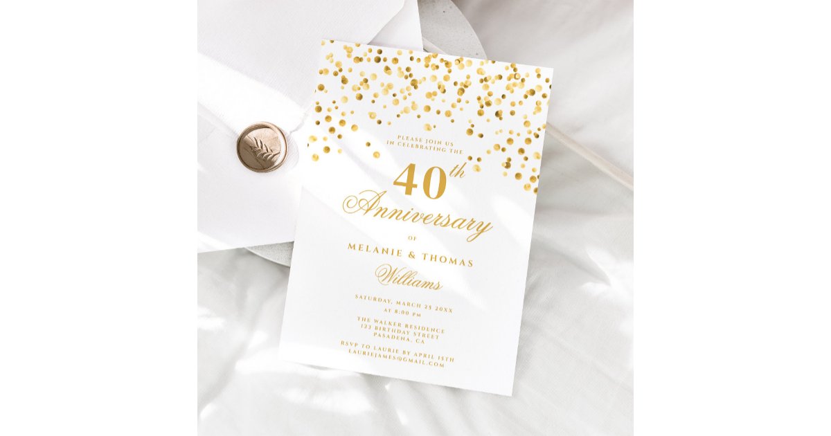 Elegant Calligraphy 40th Wedding Anniversary Invitation | Zazzle