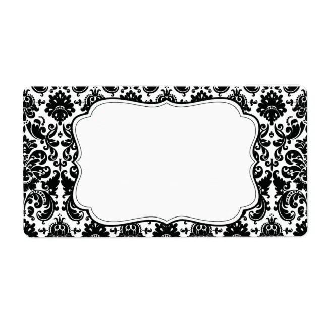 Elegant Damask Label | Zazzle