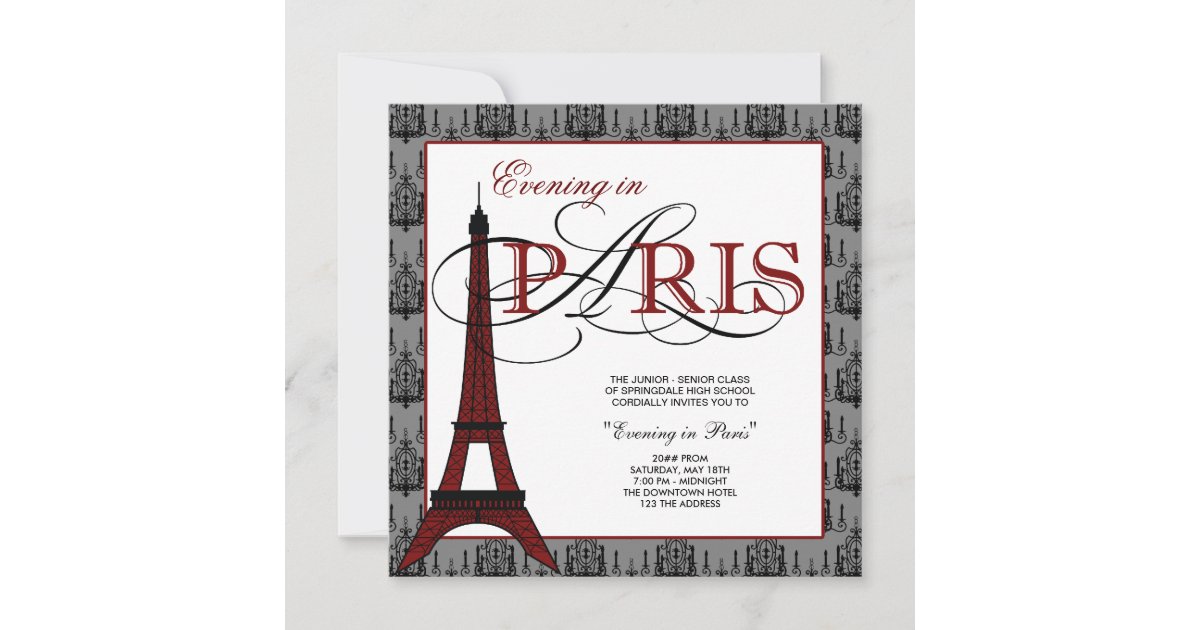 Elegant Eiffel Tower Paris Prom Invitation | Zazzle