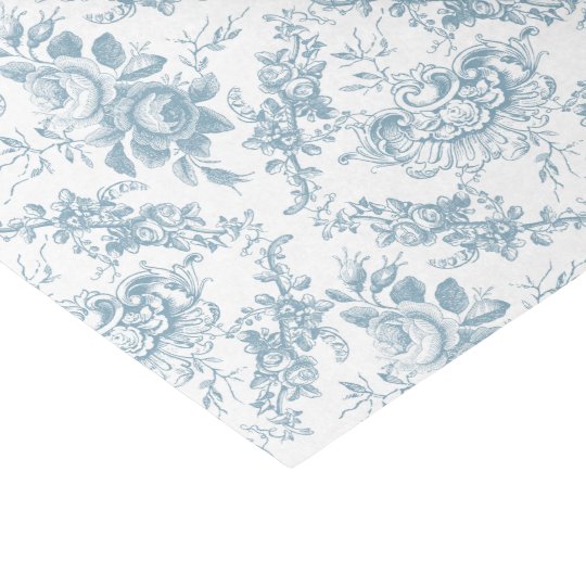 Elegant Engraved Blue and White Floral Toile Tissue Paper | Zazzle.ca