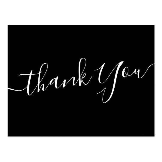 Elegant handwritten script black thank you postcard | Zazzle.ca