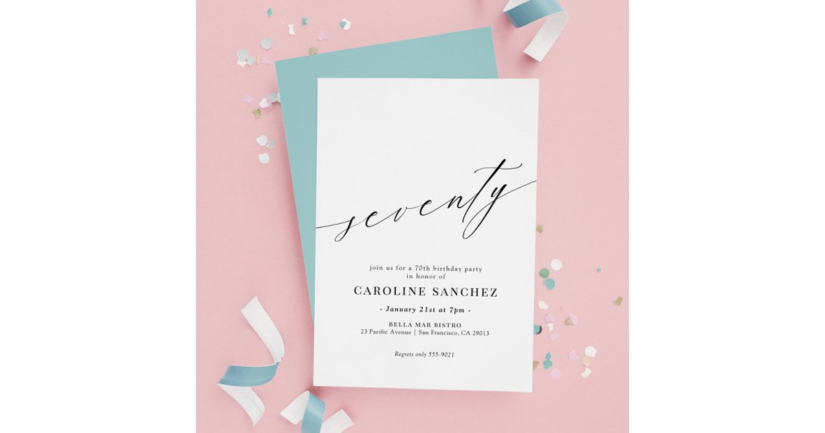 Elegant Modern Calligraphy 70th Birthday Invitation | Zazzle