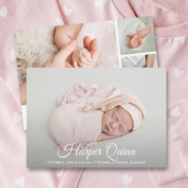 Elegant Newborn Photo Collage Birth Announcements & Birth Announcement ...
