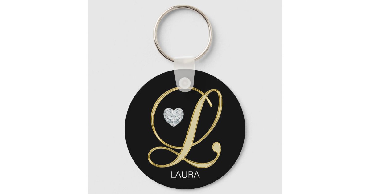 Elegant Personalized Gold Monogrammed Letter L Keychain | Zazzle