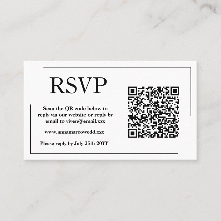Elegant QR Code RSVP Card | Zazzle