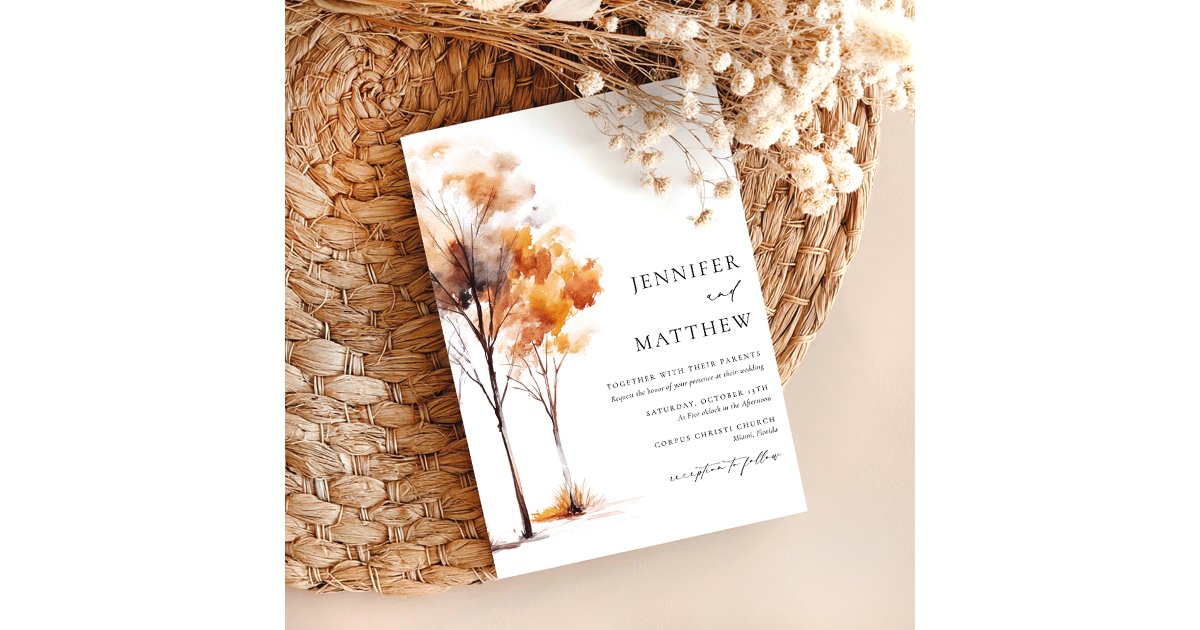 Elegant Simple Fall Wedding Invitation | Zazzle