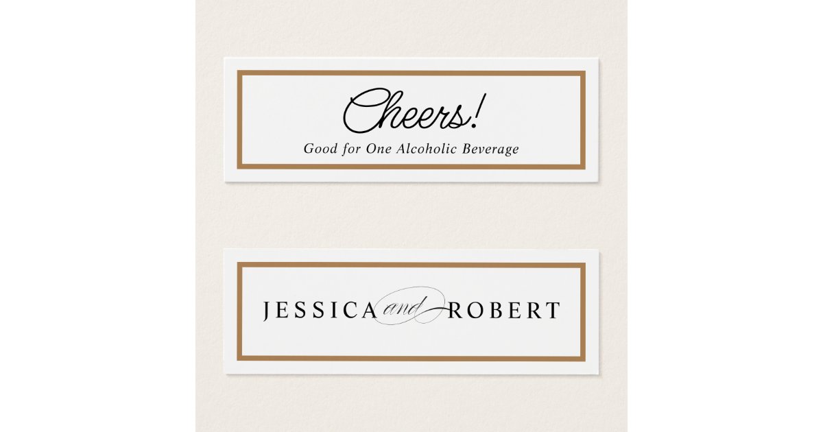Elegant Solid Gold Border Drink Ticket Cheers | Zazzle