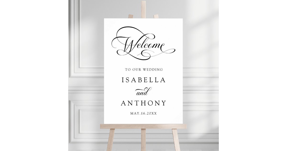 Elegant Swirly Calligraphy Wedding Welcome Sign | Zazzle