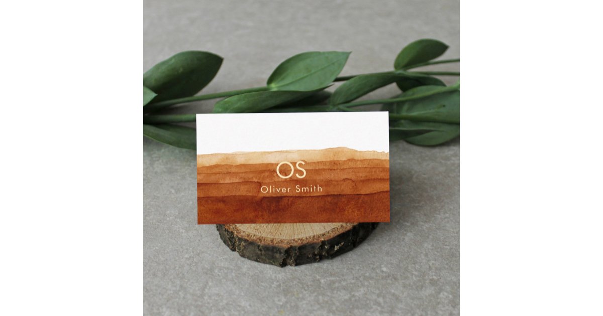 Elegant Terracotta Watercolor Abstract Desert Business Card | Zazzle