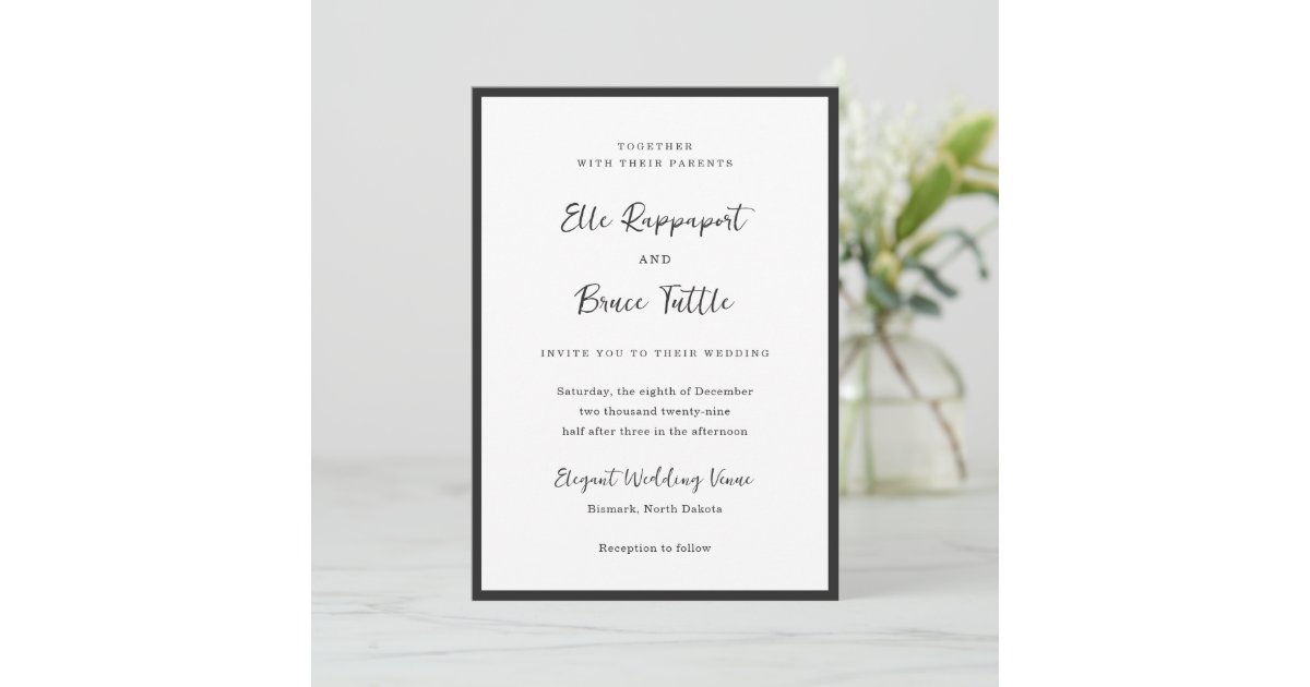 Elle Simple Modern Wedding Invitation | Zazzle