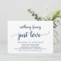 Elopement, Nothing Fancy Just Love, Navy Blue Invitation | Zazzle