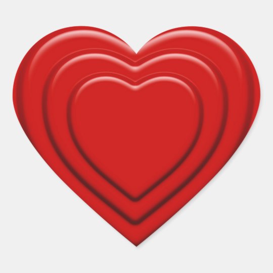 Embossed Red Heart Heart Sticker | Zazzle.ca