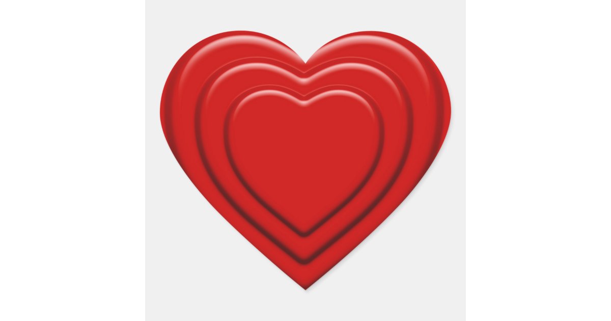 Embossed Red Heart Heart Sticker | Zazzle