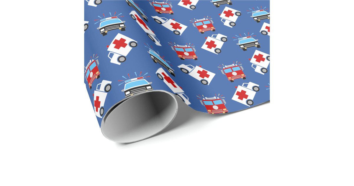 Emergency Vehicle | Fire | Police | EMT Wrapping Paper | Zazzle