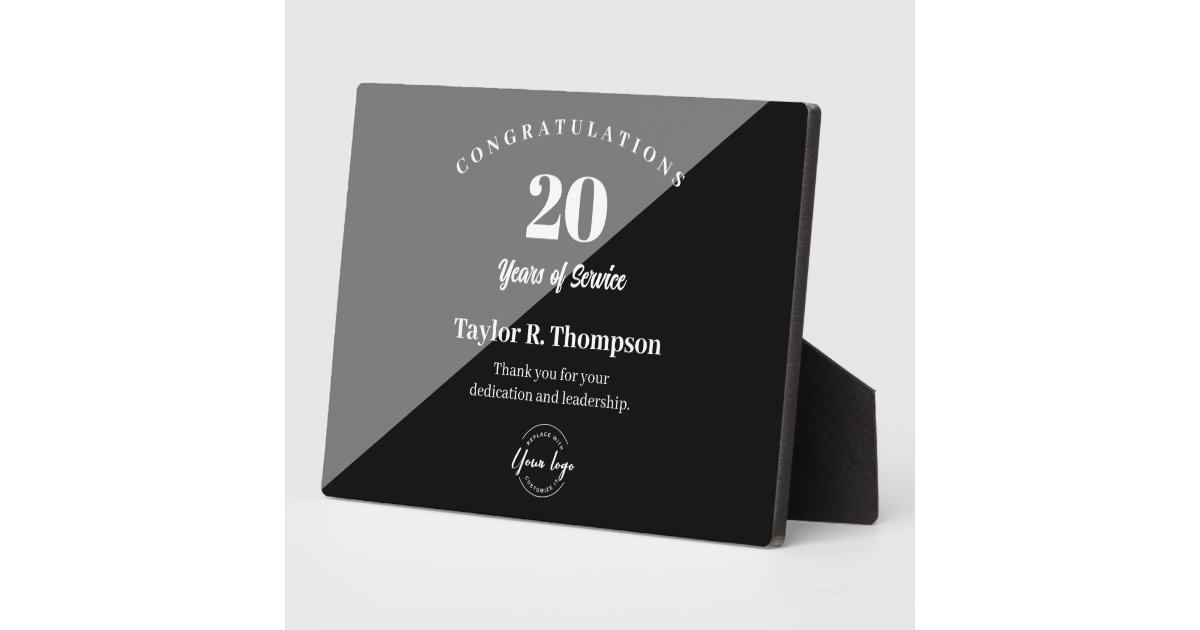 Employee 20 years of service Custom logo Plaque | Zazzle