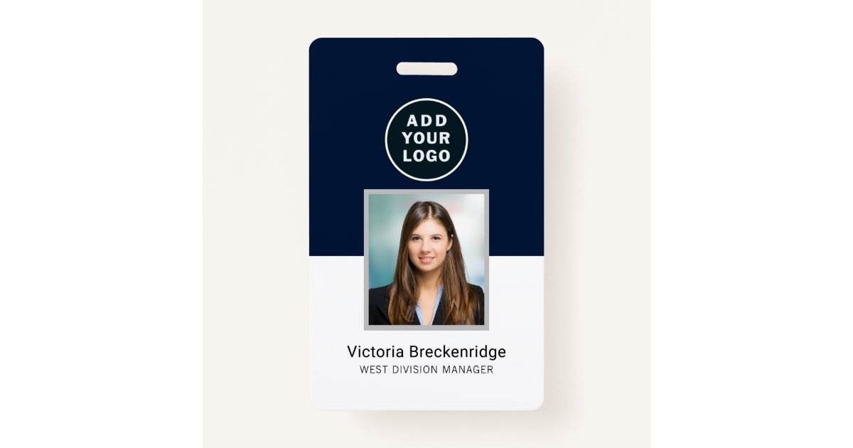 Employee Barcode Business Logo Photo ID Badge | Zazzle
