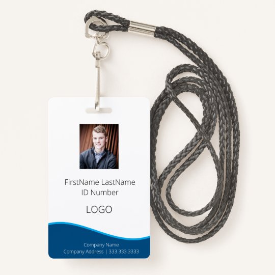 Employee Blue Professional ID Badge with Barcode | Zazzle.ca