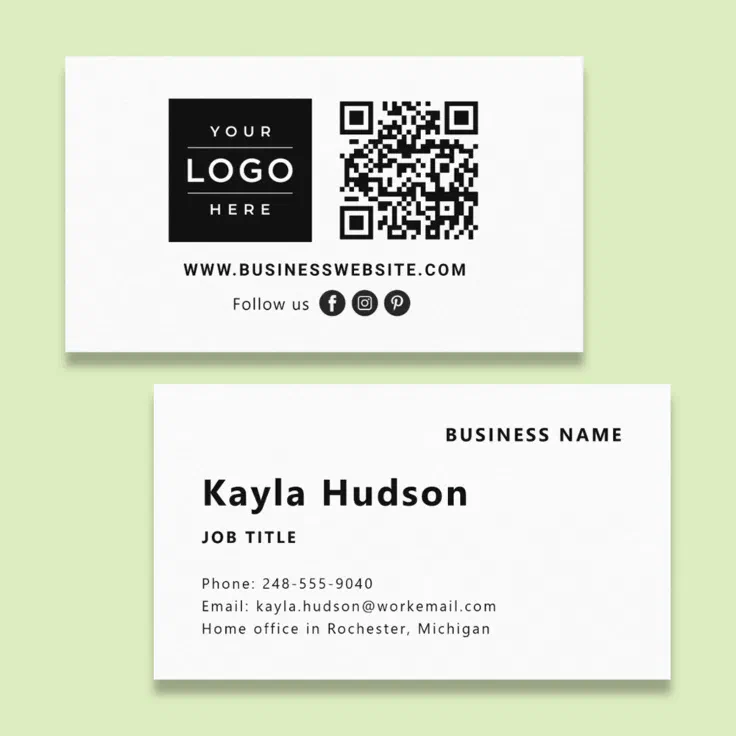 Employee Name with Company Logo QR Code Business Card | Zazzle