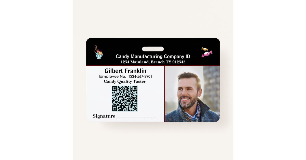 Employee Photo QR Code ID Identification Custom Badge | Zazzle