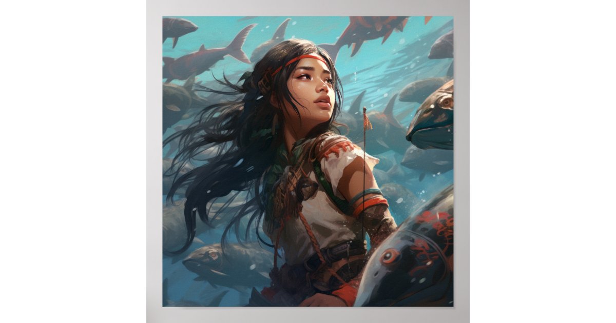 Enchanting Mermaid Poster: A Sea Tribe Girl Embark Poster | Zazzle