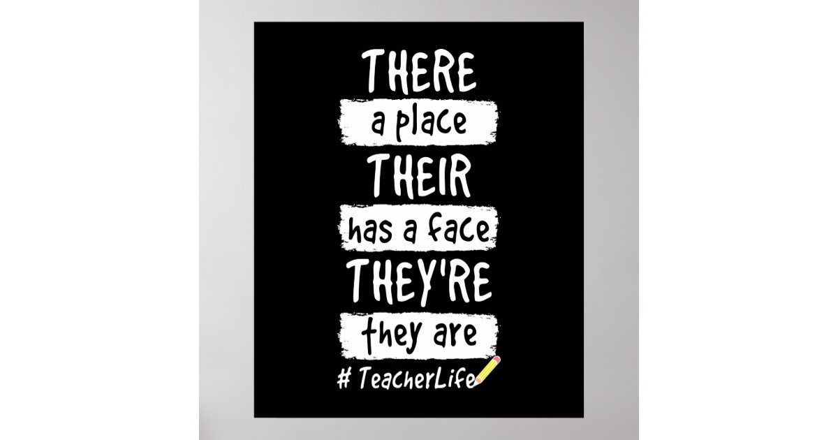 English Teacher There Their They're Funny Grammar Poster | Zazzle