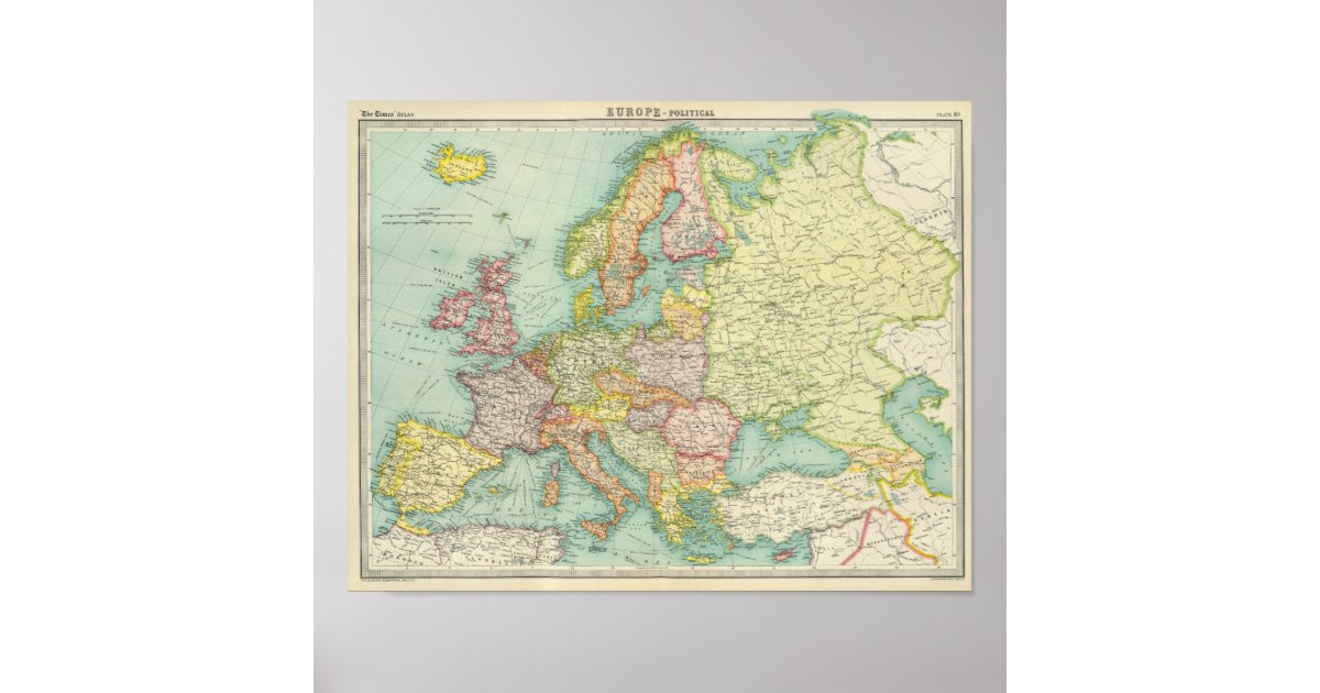 Europe political Map Poster | Zazzle