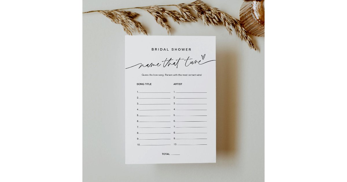 EVERLEIGH Name That Tune Bridal Shower Game Invitation | Zazzle