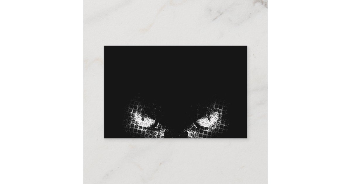 Evil cat eyes half tone black and white graphic business card | Zazzle