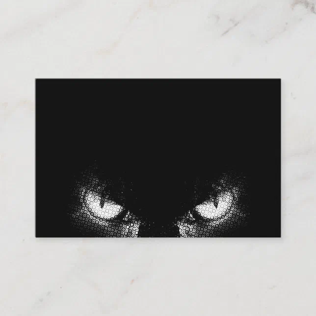 Evil cat eyes half tone black and white graphic business card | Zazzle