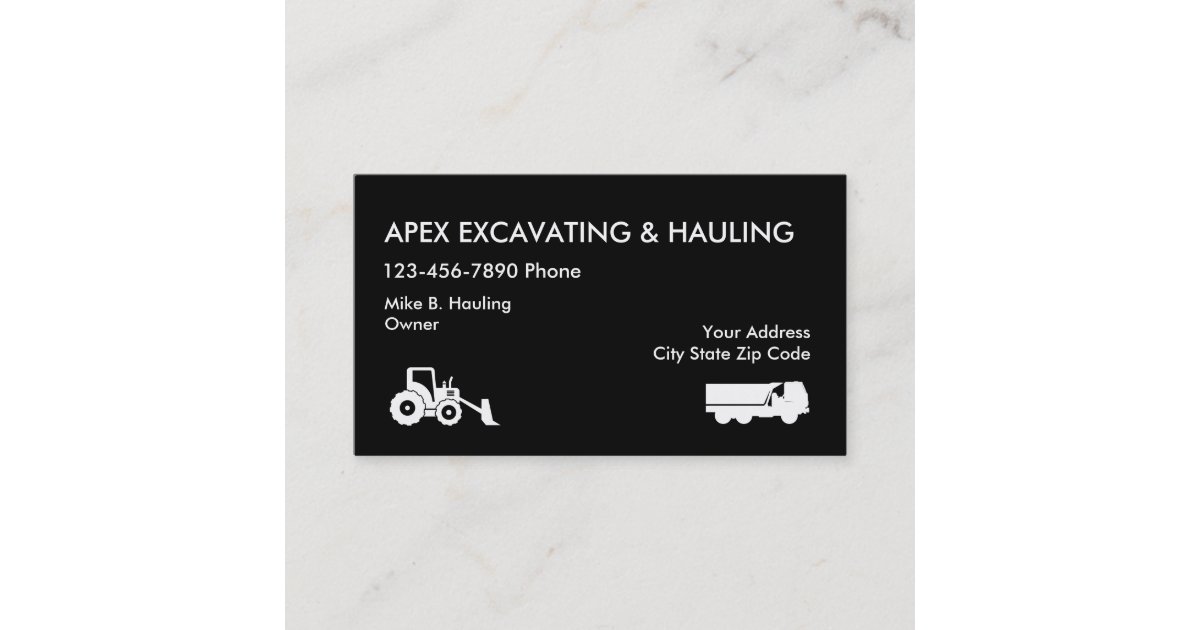 Excavating And Hauling Business Cards | Zazzle