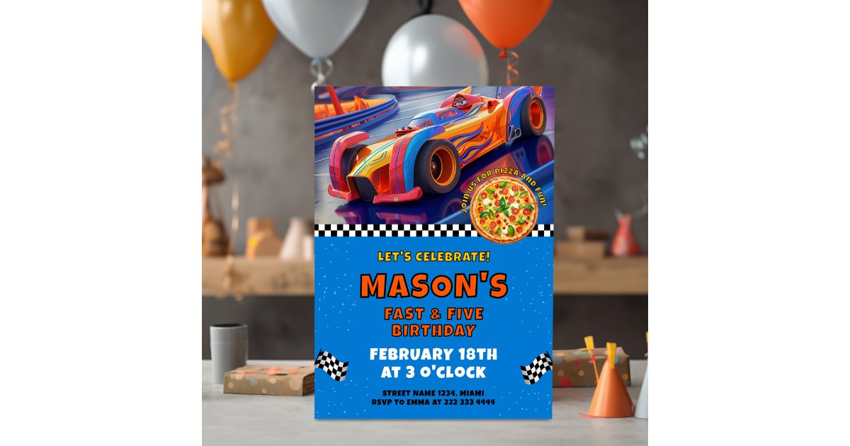 Exciting Speedway Celebration Birthday Invitation | Zazzle