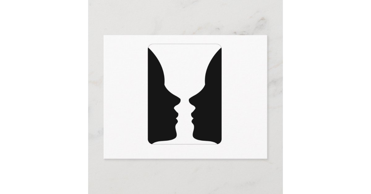 Faces or vase- illusion of two faces like a vase postcard | Zazzle