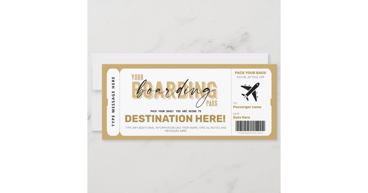 Fake Airplane Ticket Surprise Boarding Pass Card | Zazzle