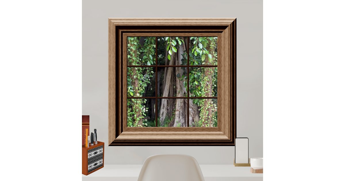 Fake Window Scene Poster View Of Trees Wall Art | Zazzle