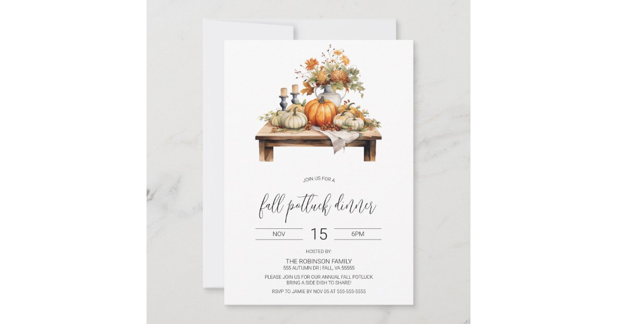 Fall Potluck Dinner Invitation, Thanksgiving Invitation | Zazzle