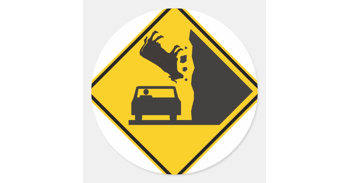 Falling Cow Zone Highway Sign Classic Round Sticker | Zazzle