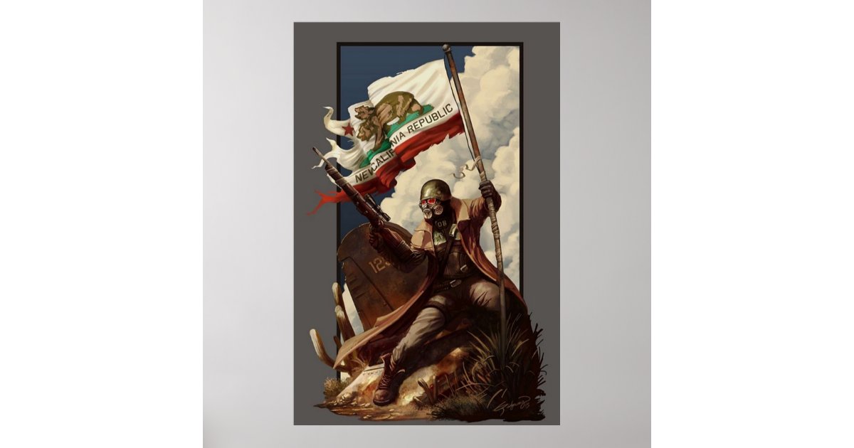 Fallout NCR Ranger Flag Fan Art Poster | Zazzle