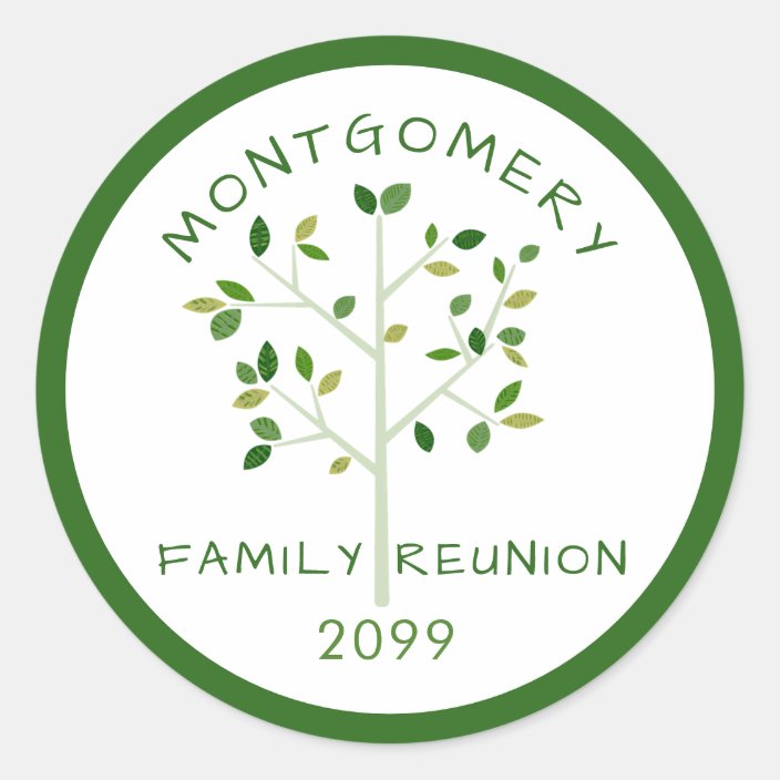 Family Reunion Family Tree Green Commemorative Classic Round Sticker ...