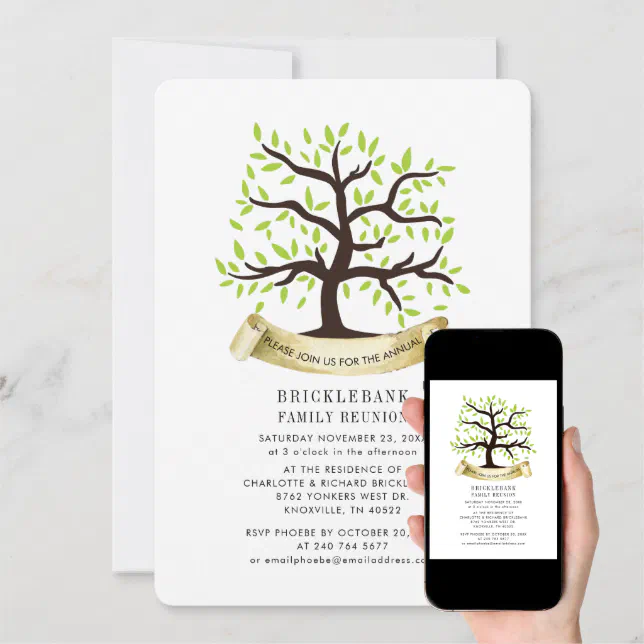 Family Reunion Genealogy Tree Annual Cousins Party Invitation | Zazzle