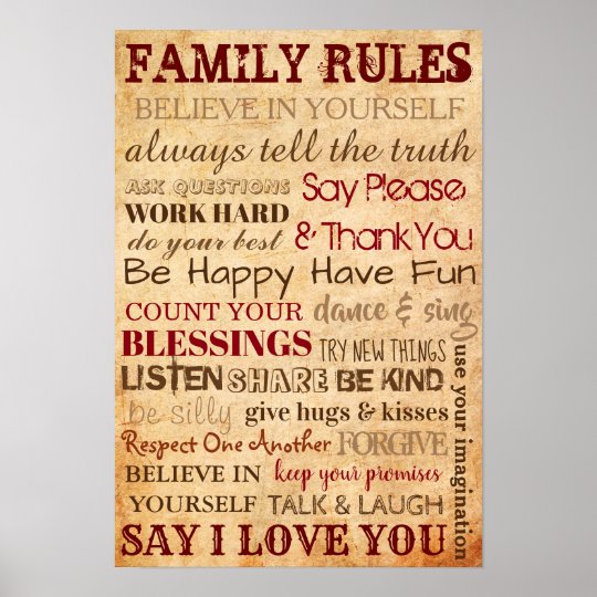 Family Rules Poster | Zazzle.ca
