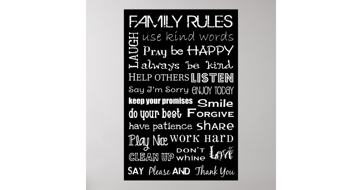 Family Rules Subway Art Poster | Zazzle