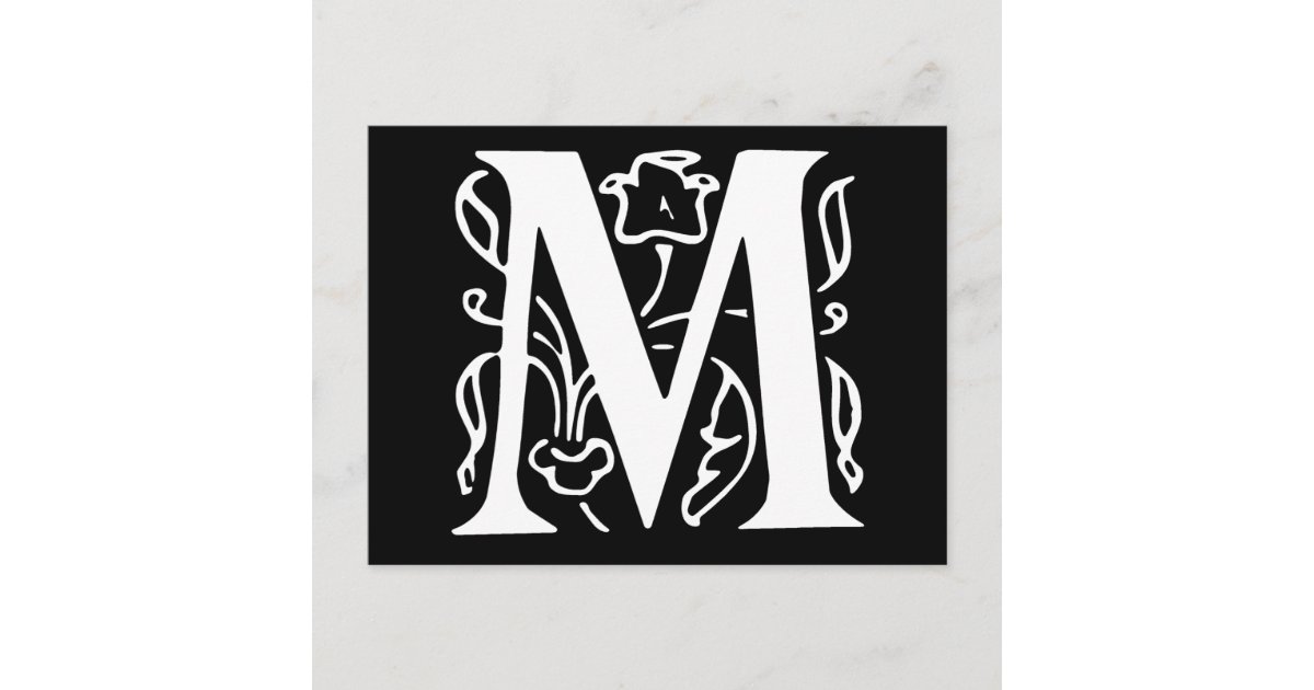 Fancy Letter M Postcard | Zazzle