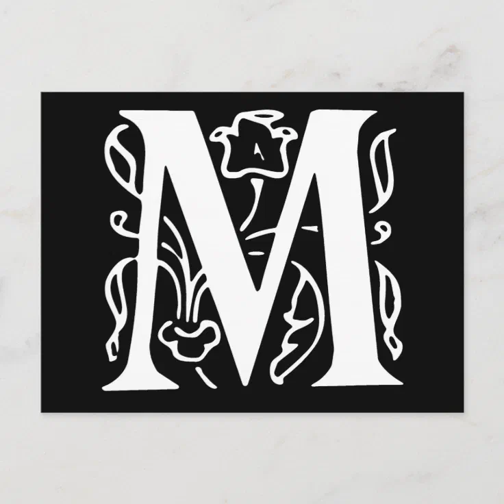 Fancy Letter M Postcard | Zazzle