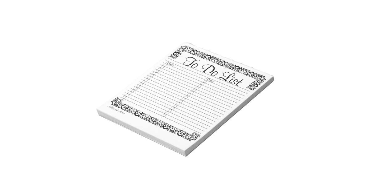 Fancy To Do List Notepad | Zazzle
