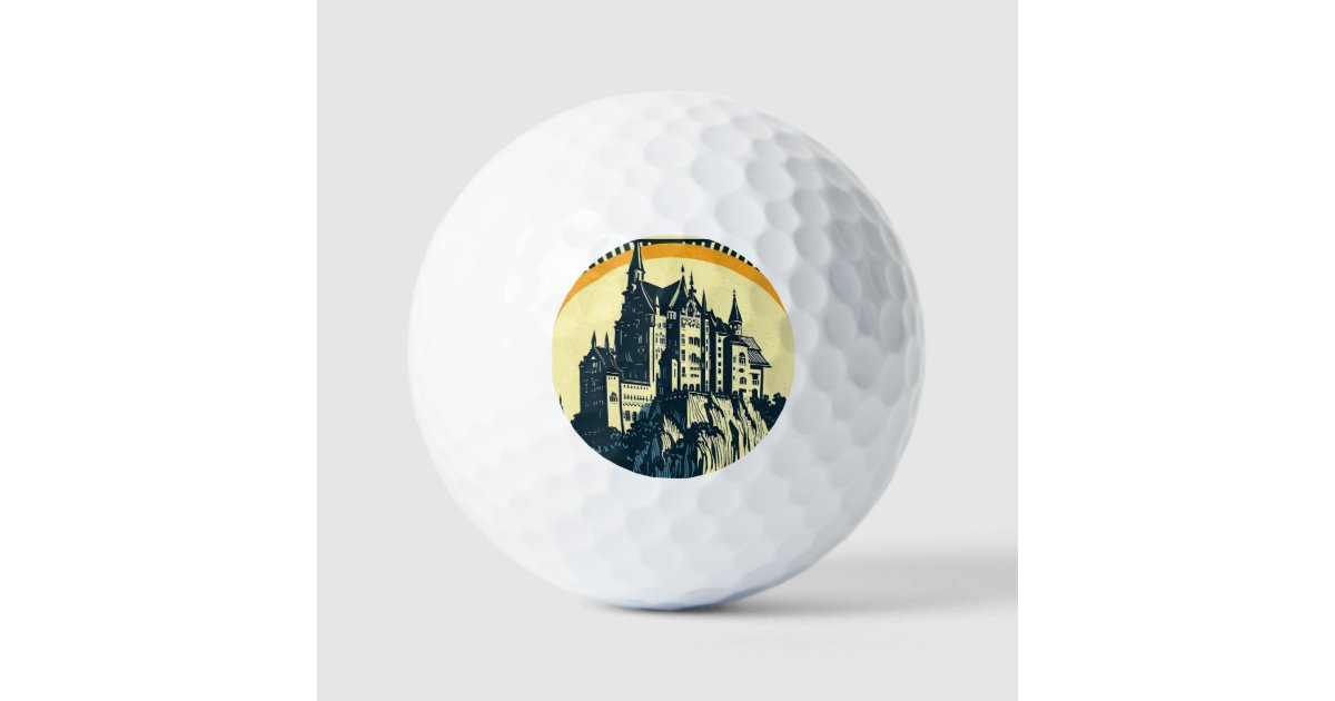 Fantasy Medieval Castle - Japanese Woodcut Style ( Golf Balls | Zazzle