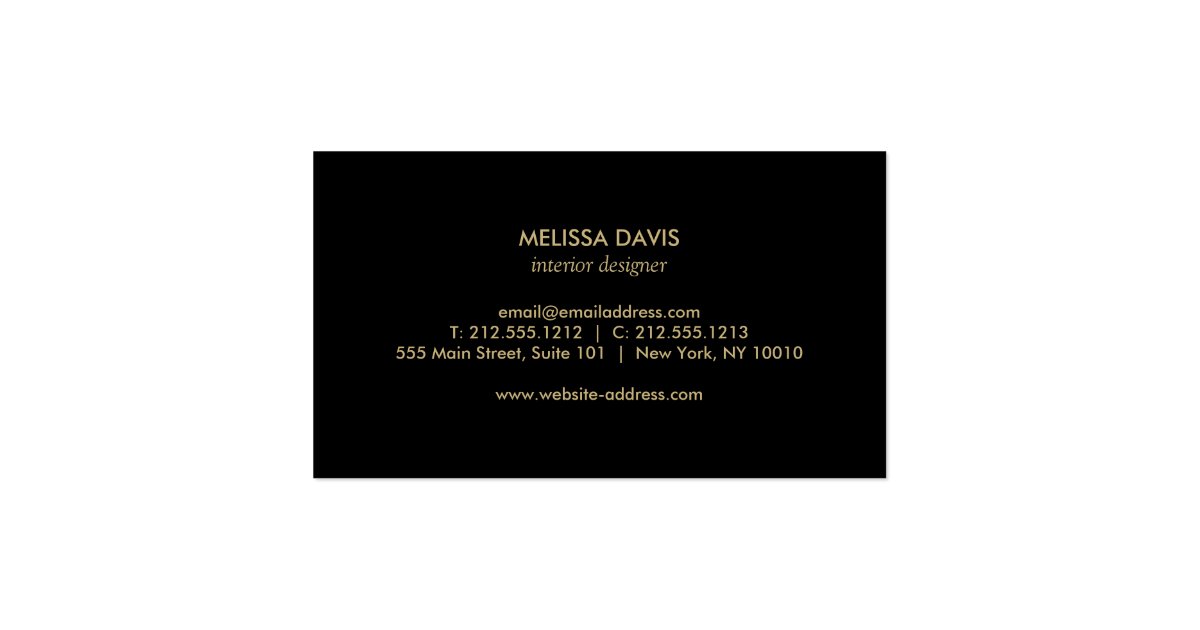 Faux Gold Confetti on Black Modern Business Card | Zazzle