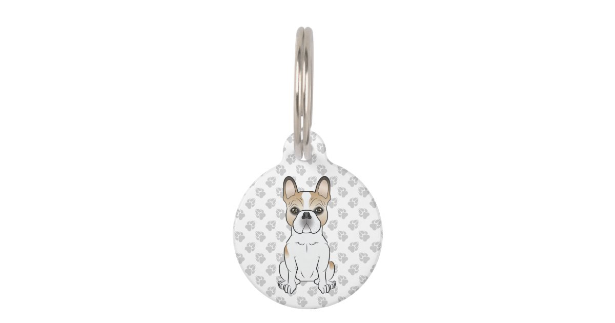 Fawn Pied French Bulldog / Frenchie & Pet's Info Pet Tag | Zazzle