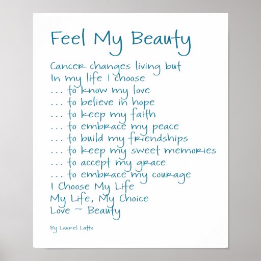 Feel My Beauty Cancer Poem Text Print | Zazzle