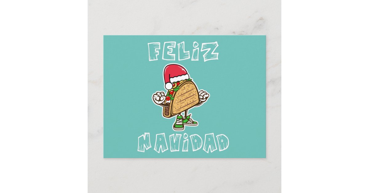 Feliz Navidad Mexican Christmas Santa Taco Postcard | Zazzle